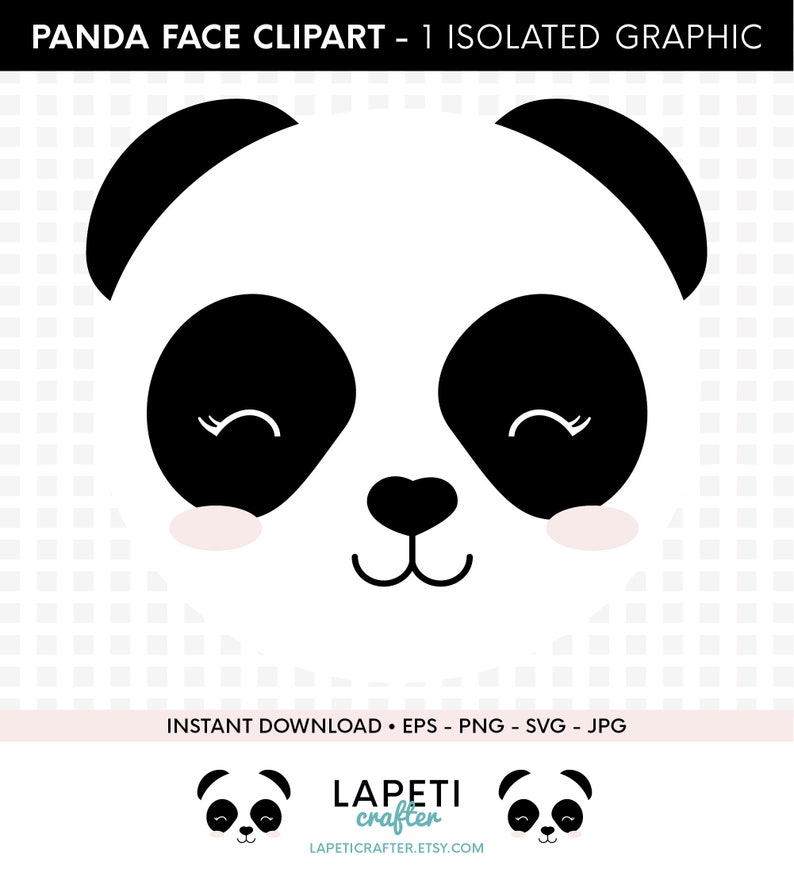Panda Face Svg Clipart Cute Panda Svg Eps Jpg Png - Etsy