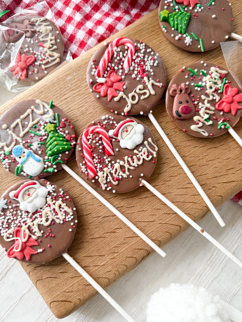 Personalised Christmas Chocolate Lollipop -custom Treats, Festive Party ...