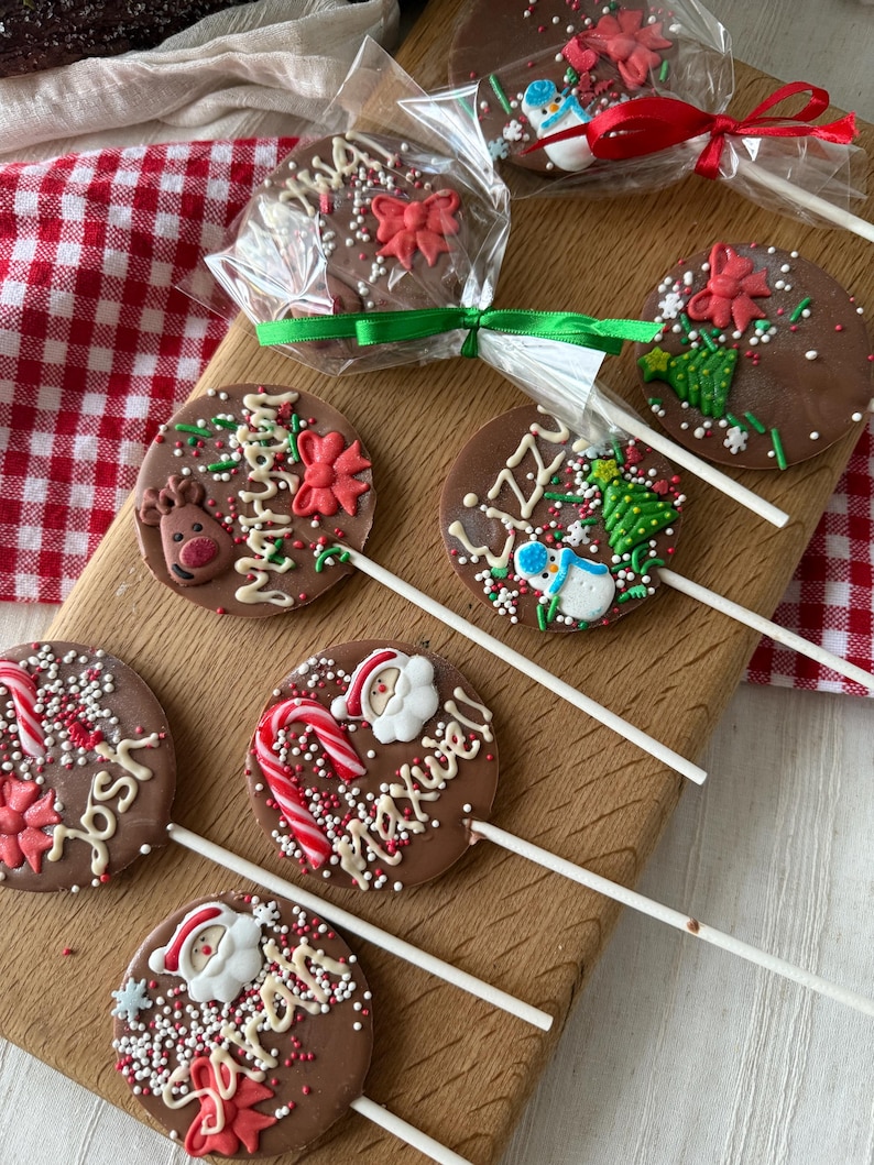 Personalised Christmas Chocolate Lollipop -custom Treats, Festive Party ...