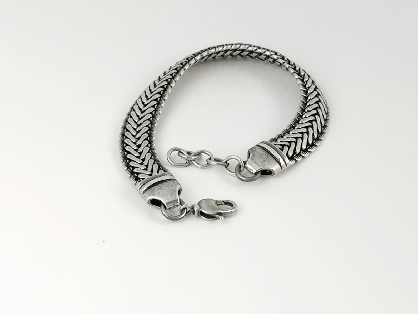 Bold Silver Braided Chain Bracelet | Etsy