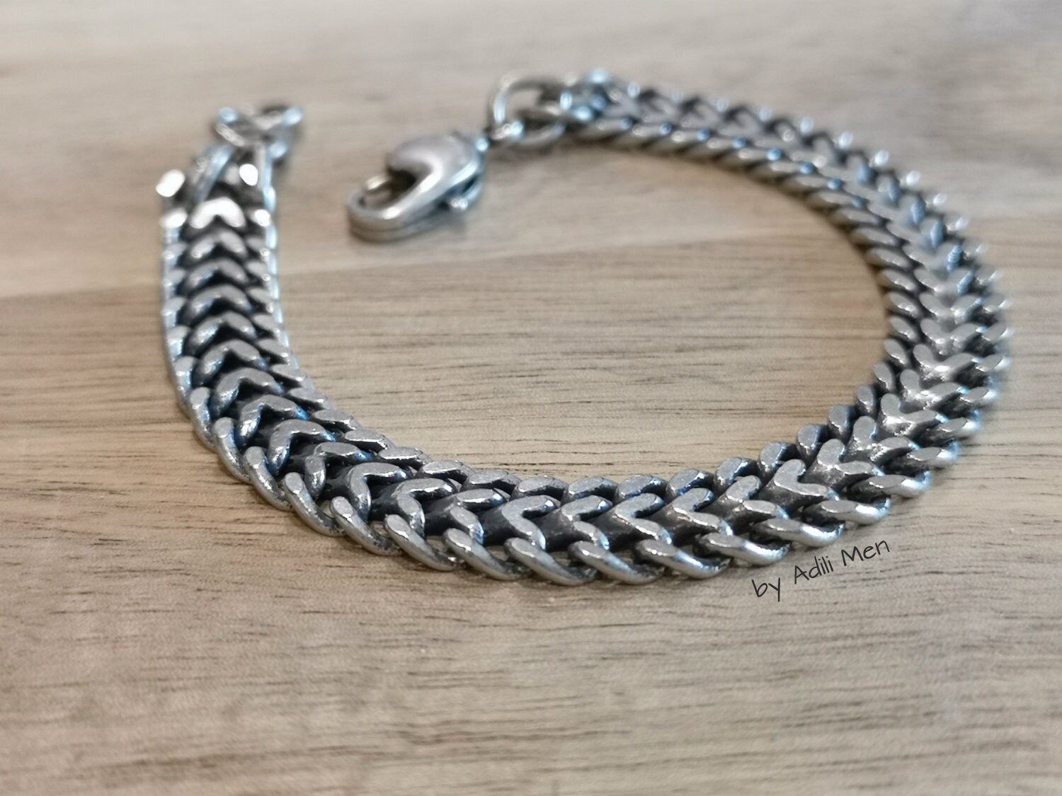 Men's Silver Chain Bracelet | Etsy