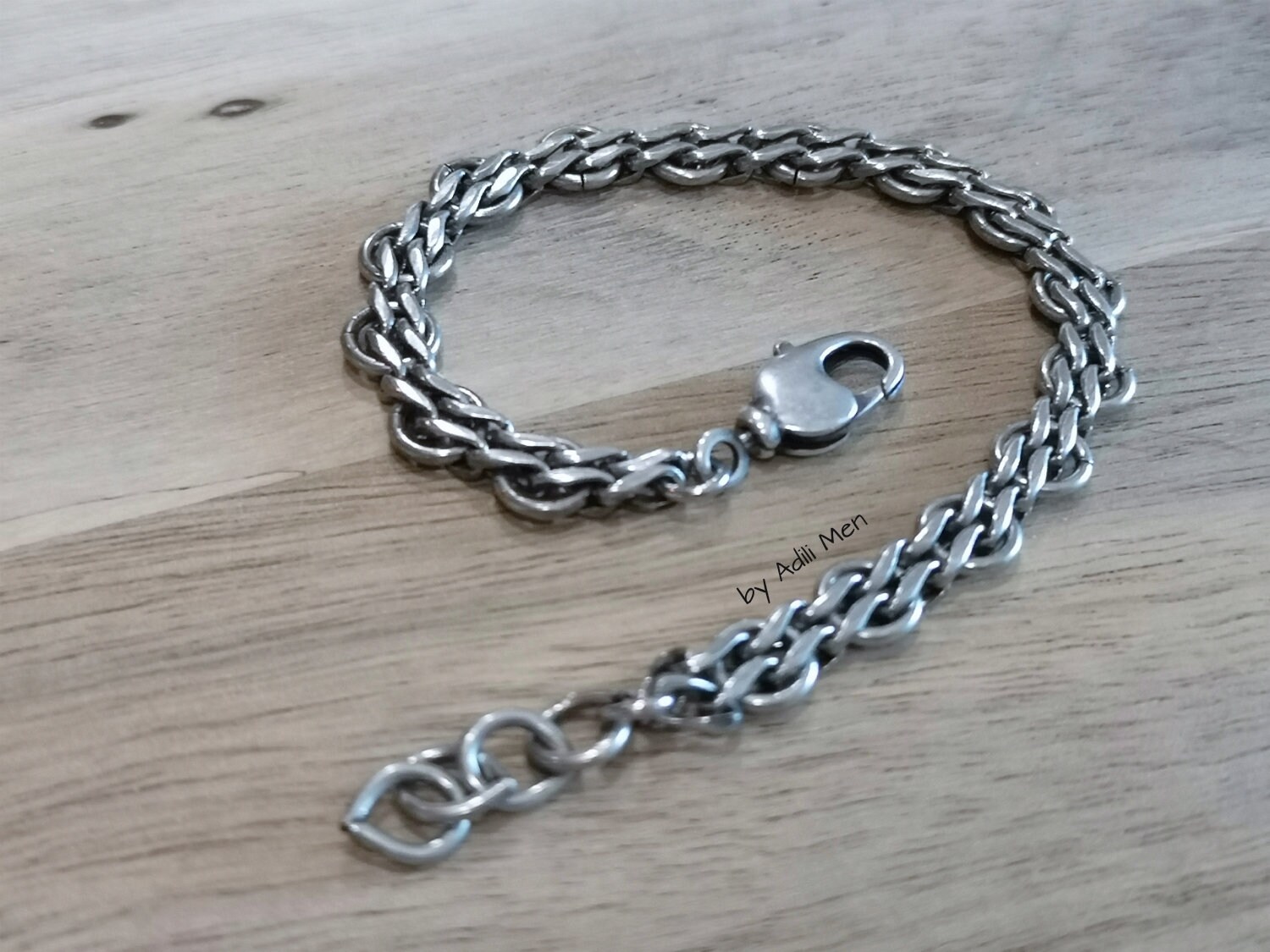Men's Silver Rolo Ring Chain Bracelet | Etsy