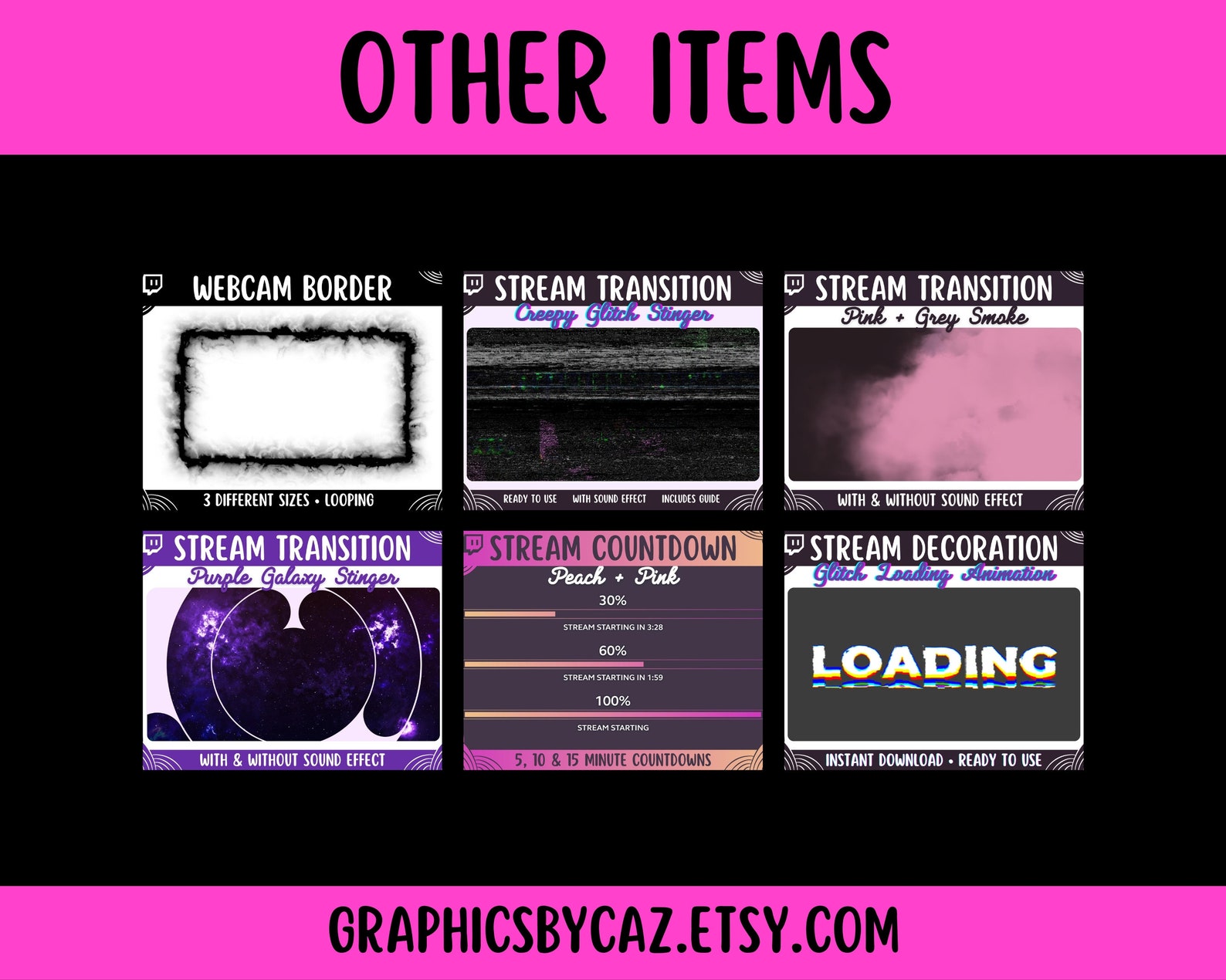 Pink Overlay Border | Animated Facecam Frames for Twitch and SLOBS ...