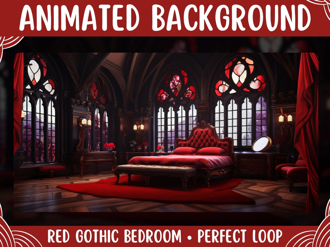 Gothic Animated Background for Vtubers | Twitch Goth Red Bedroom | Zoom ...