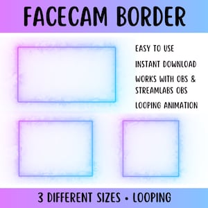 Pink & Blue Overlay Border | Neon Facecam Frames for Twitch and SLOBS ...