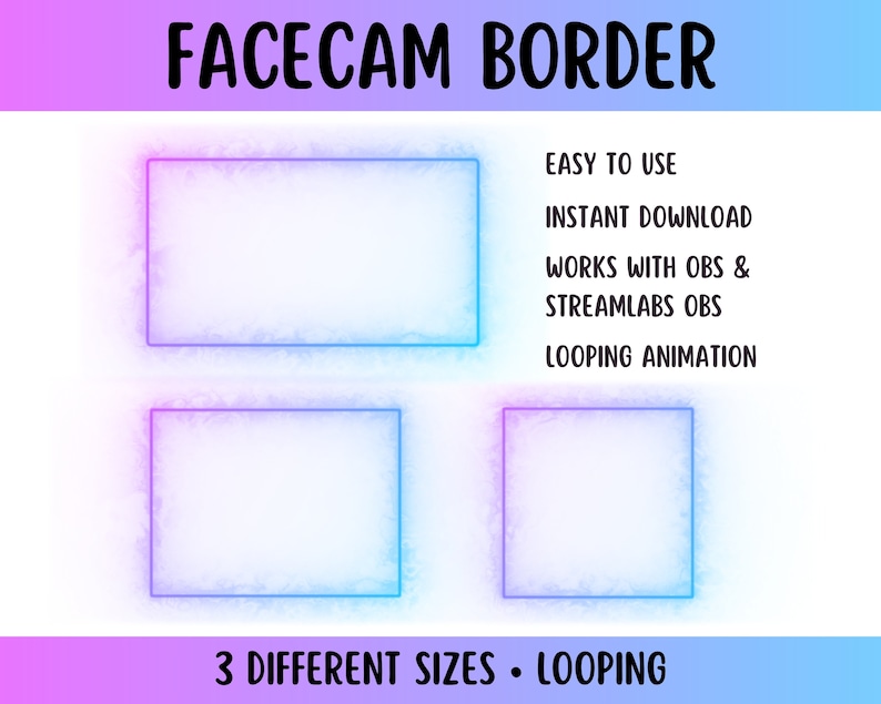 Pink & Blue Overlay Border | Neon Facecam Frames for Twitch and SLOBS ...