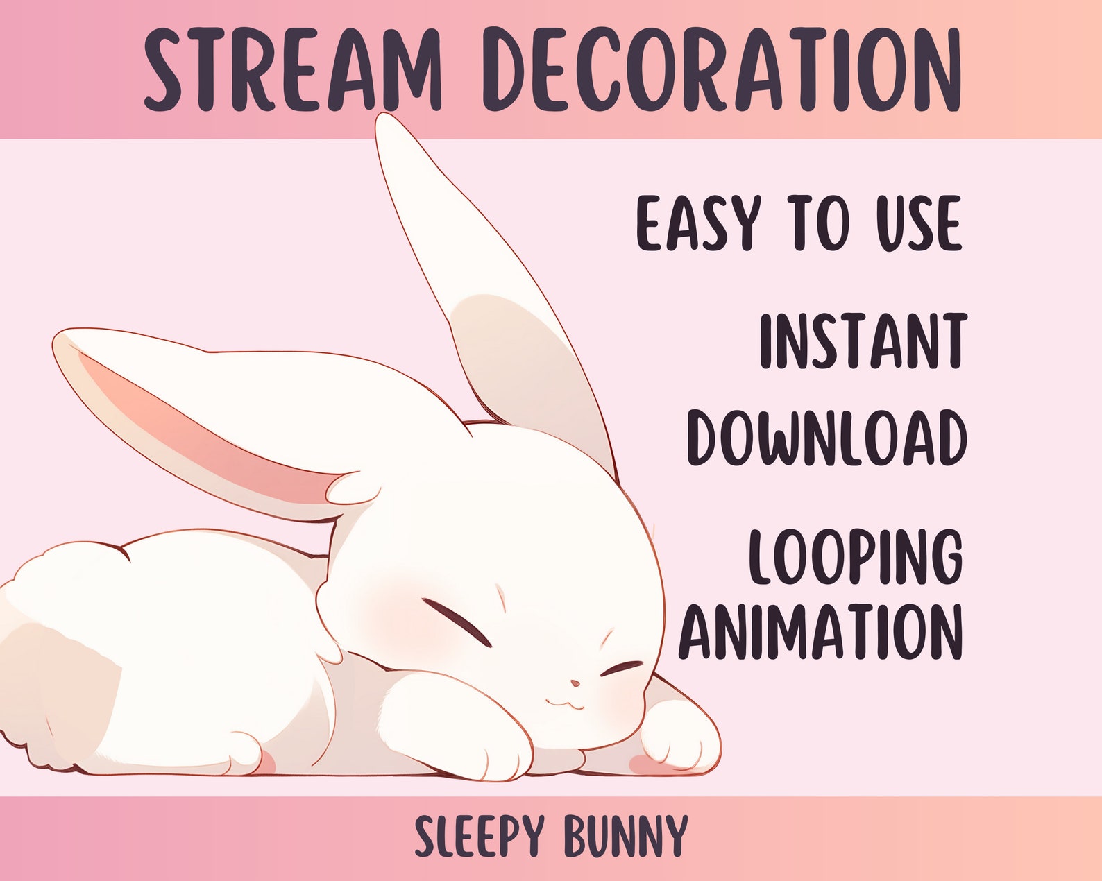 Animated Sleeping Bunny | Sleepy White Rabbit Stream Decoration ...