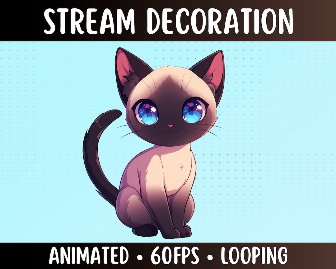Animated Siamese Cat | Cute Kitten Stream Decoration | Streamer Pet - Etsy