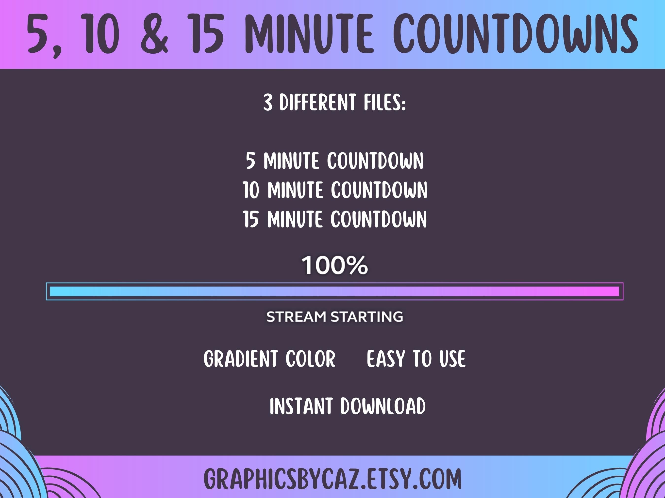 Stream Countdown Timer | Pink Purple & Turquoise Blue Gradient Twitch ...