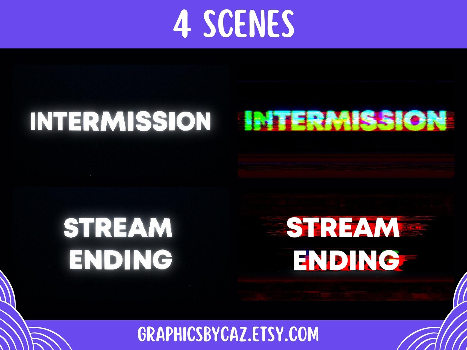 Animated Glitch Twitch Screens: Looping Stream Scenes (digital Download ...