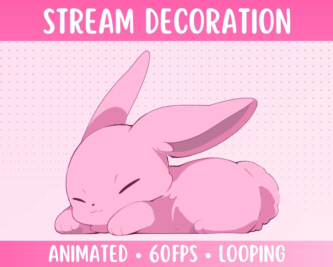 Animated Sleeping Bunny | Sleepy Pink Rabbit Stream Decoration ...
