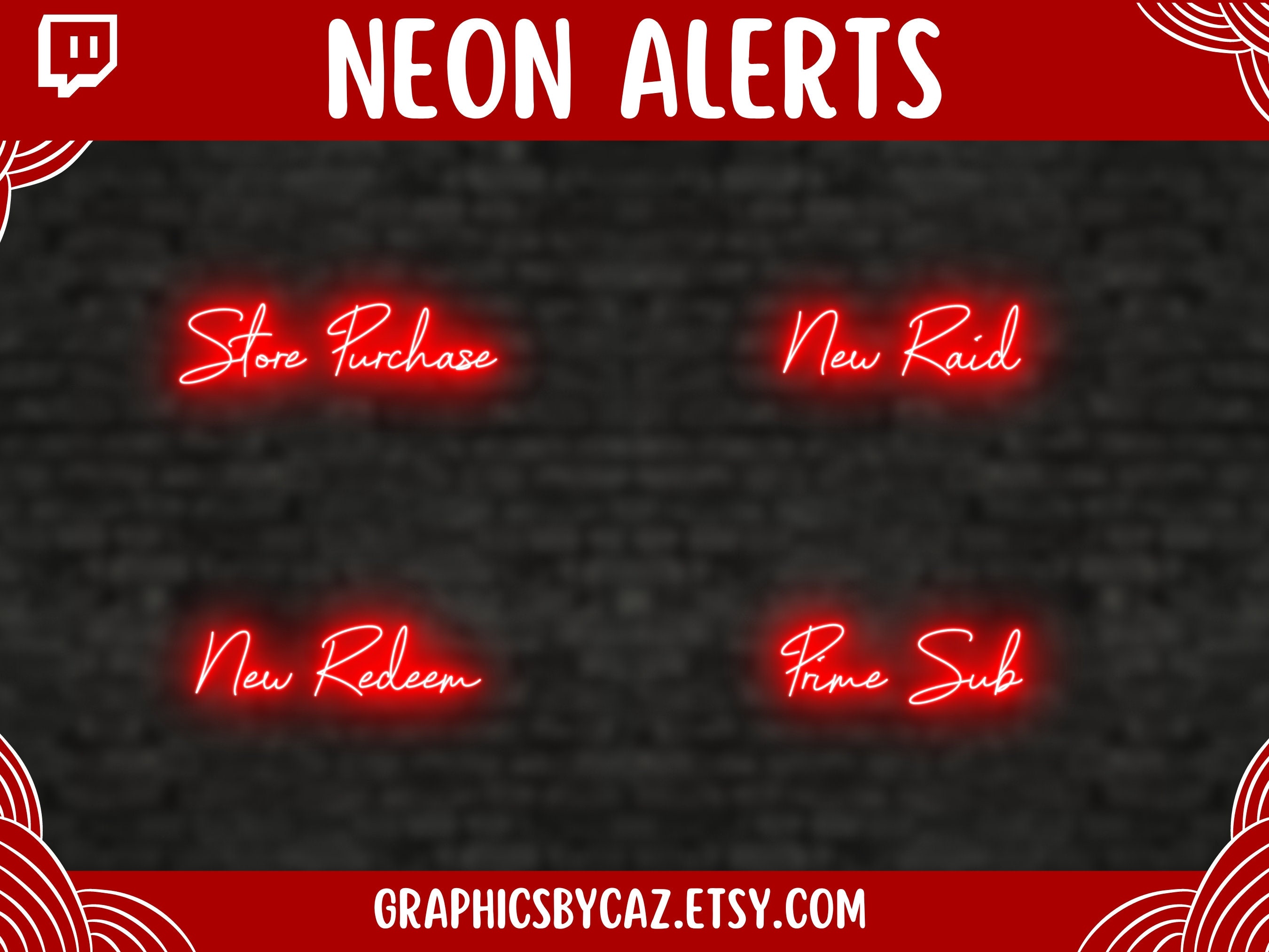 Animated Neon Sign Alerts for Twitch & Streamers LED Red Fluorescent ...