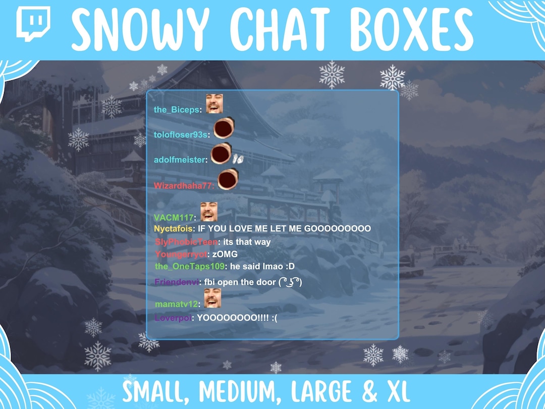 Snowy Chat Boxes, Snow Flake Animated Overlays for Streamers & Twitch ...