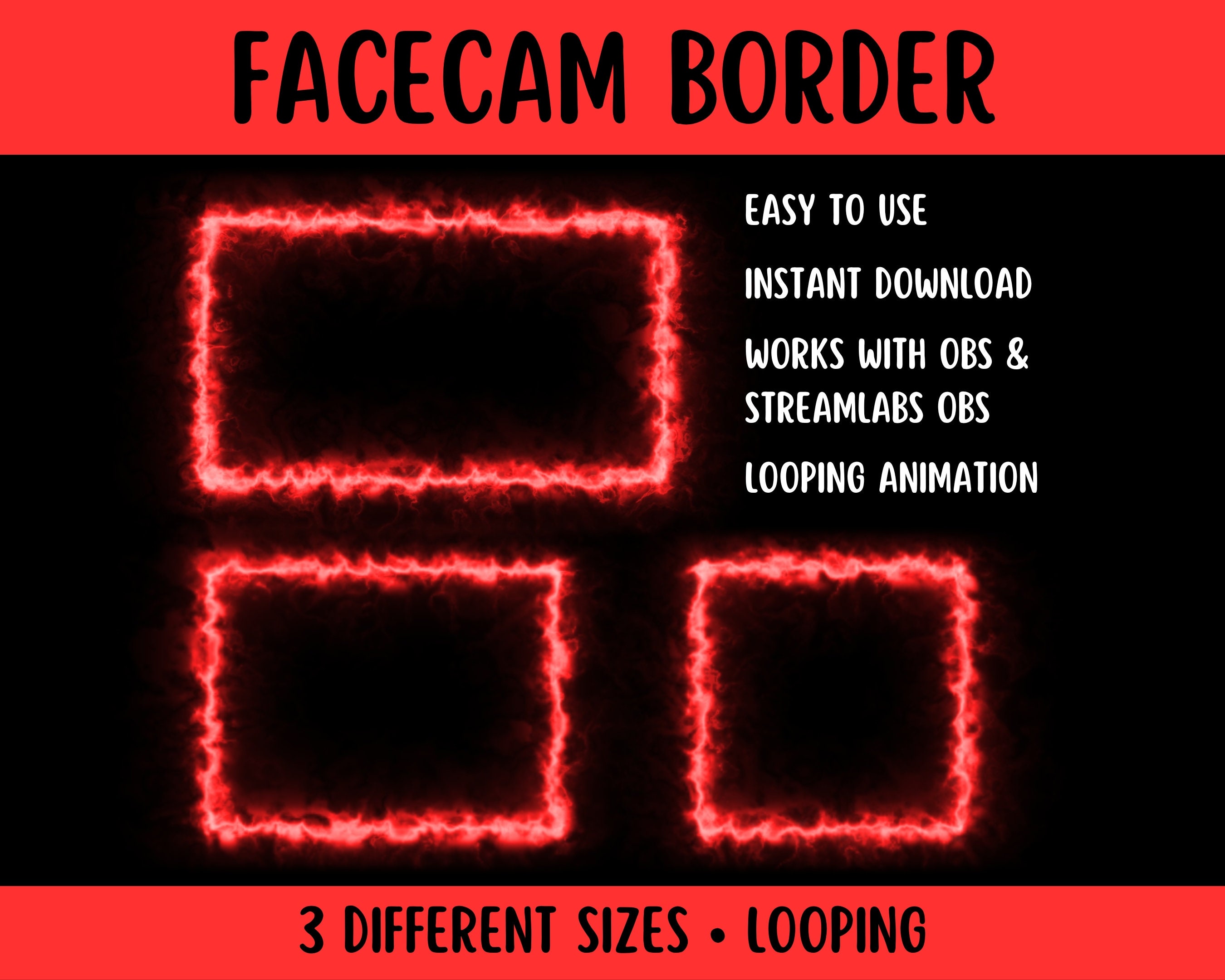 Red Flames Overlay Border Fire Facecam Frames for Twitch and SLOBS ...