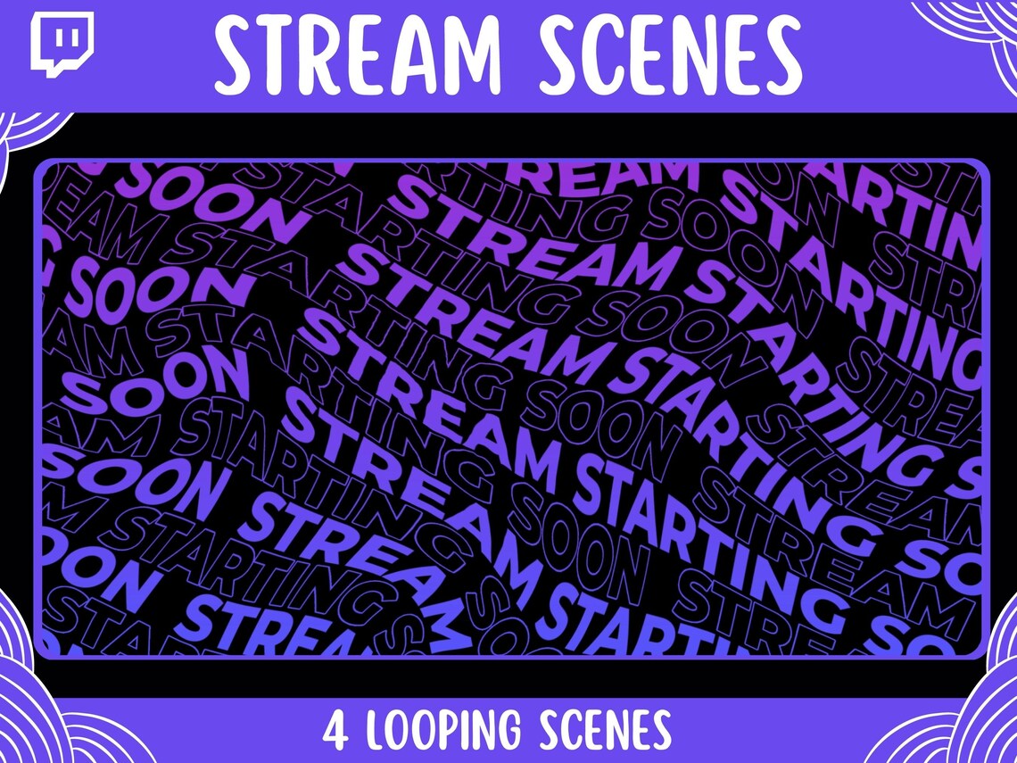 Purple Animated Twitch Screens Looping Scenes for Streamers - Etsy