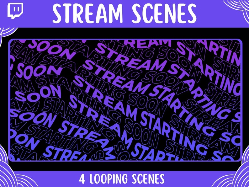 Purple Animated Twitch Screens Looping Scenes for Streamers - Etsy