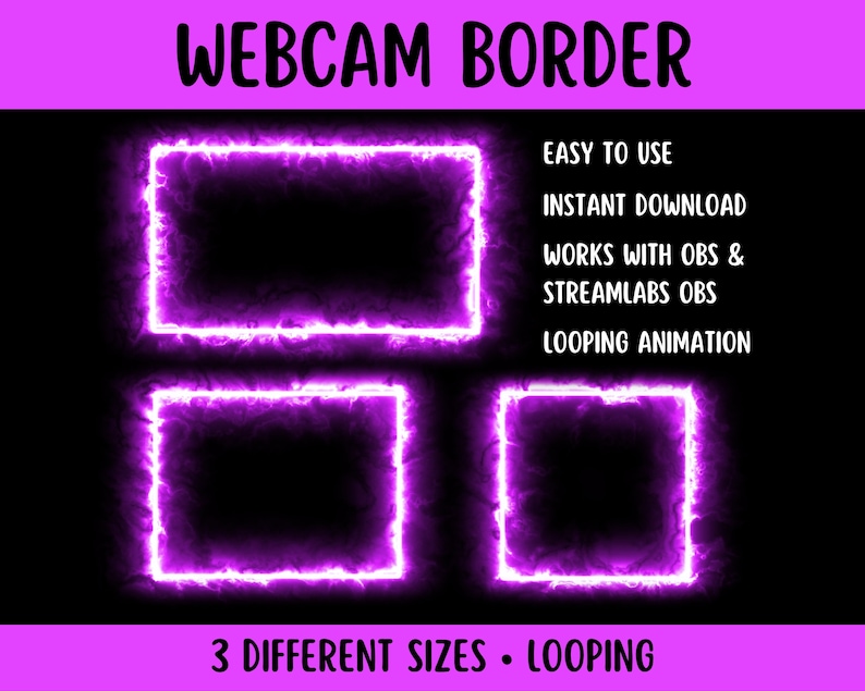 Purple Overlay Border | Animated Facecam Frames for Twitch and SLOBS ...