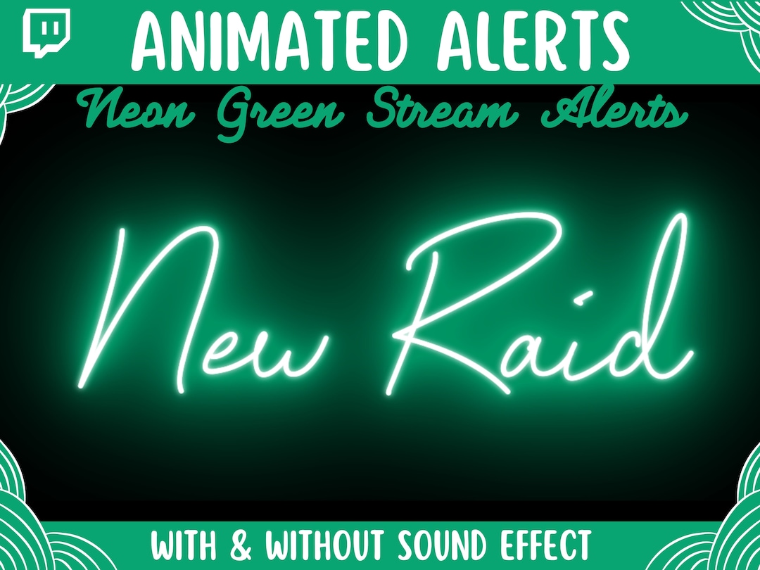 ANIMATED Alerts With Sound | Emerald Green Neon Twitch Stream - Etsy