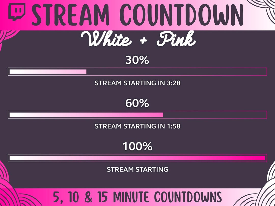 Stream Countdown | White & Pink Gradient Twitch Streamer Starting Timer ...