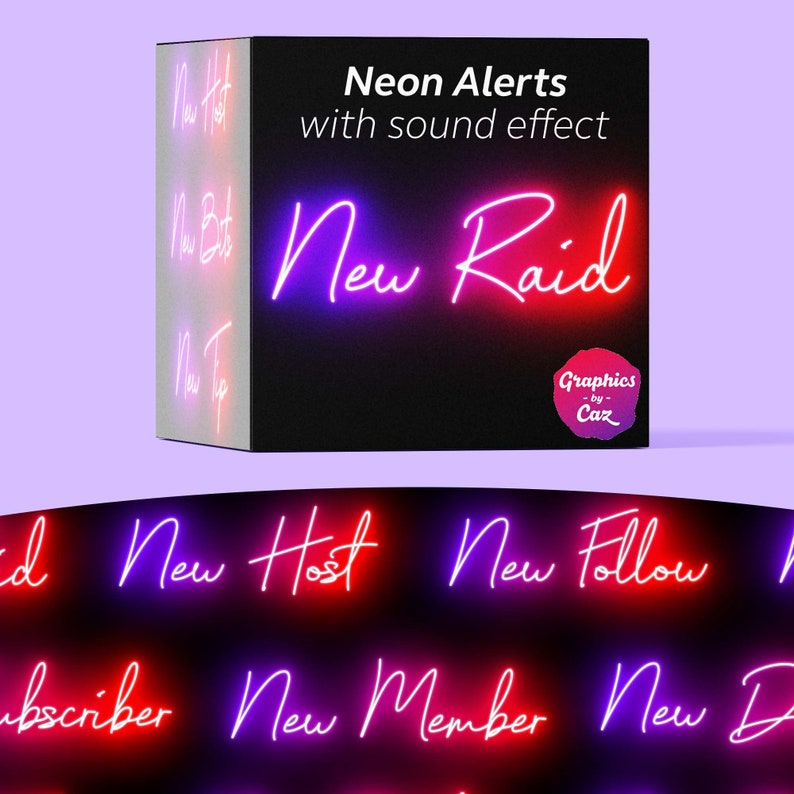 Red & Purple Neon Alerts With Sound Animated Twitch Streamer Alertbox ...