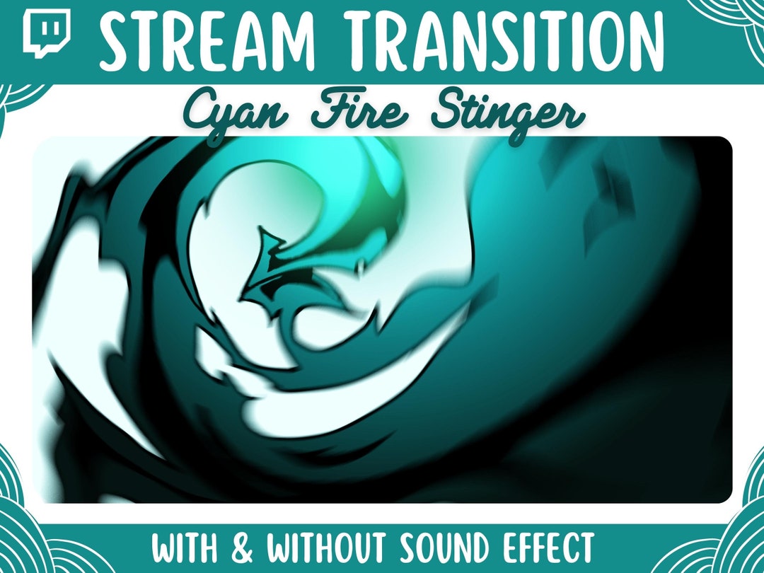 Cyan Turquoise Fire Stinger Transition | Animated Twitch Streamer ...