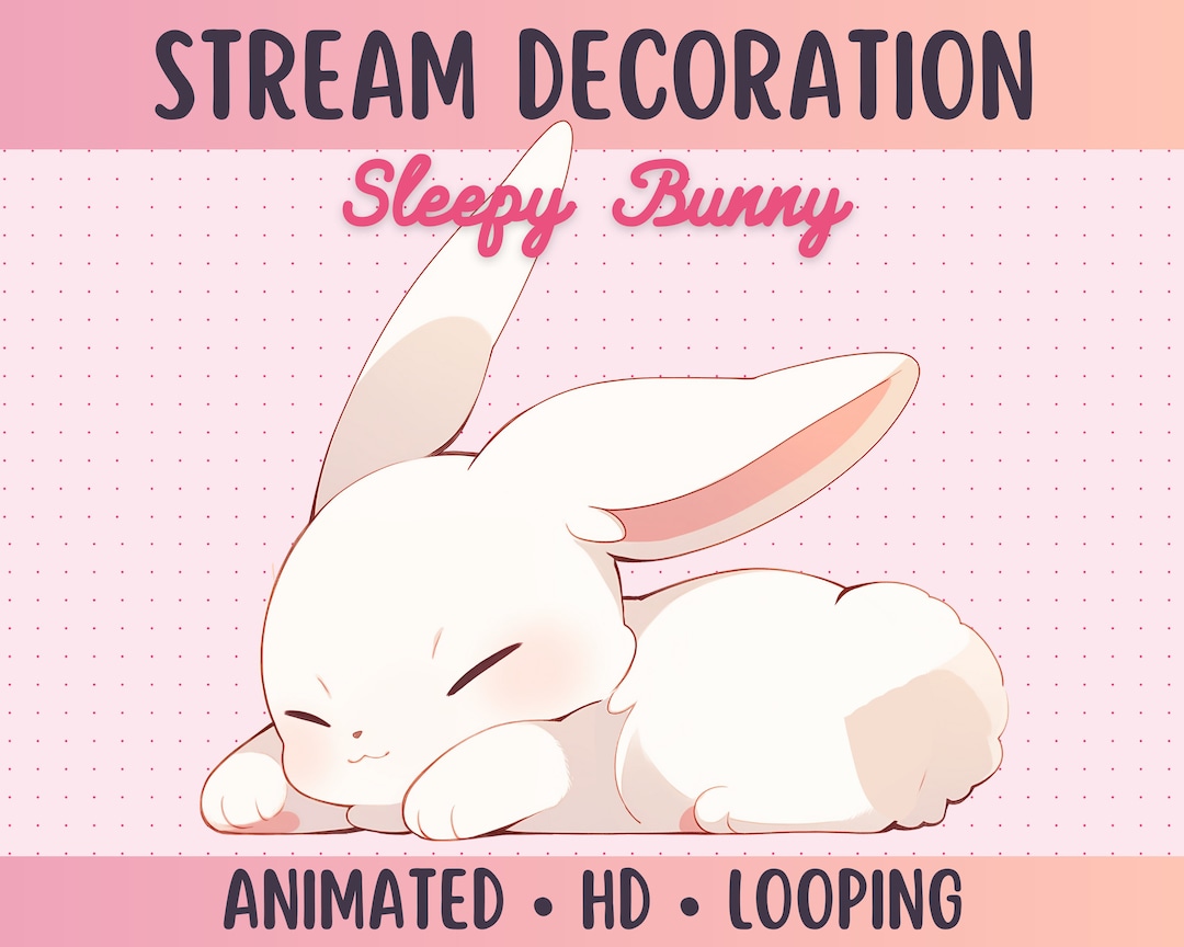 Animated Sleeping Bunny | Sleepy White Rabbit Stream Decoration ...