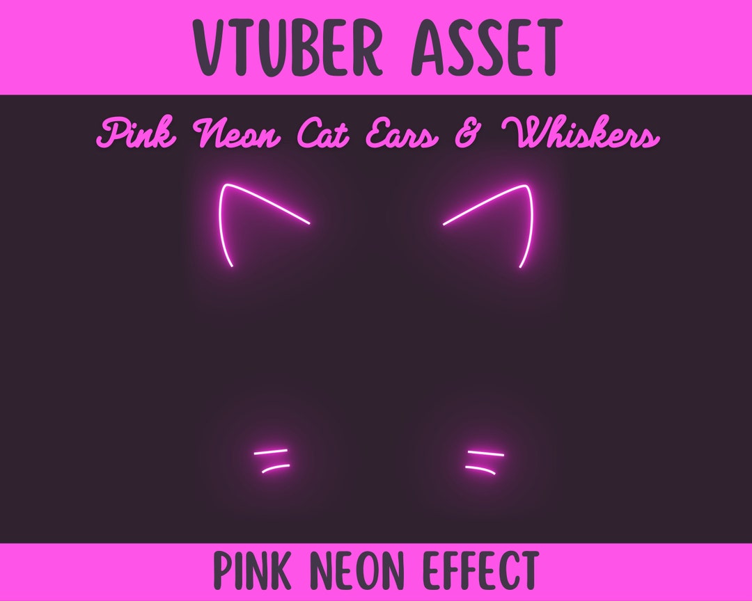 Pink Neon Cat Ears & Whiskers | Vtuber Asset | Stream Prop - Etsy