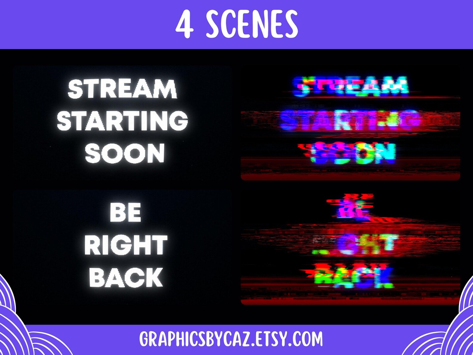 Animated Glitch Twitch Screens: Looping Stream Scenes (digital Download ...