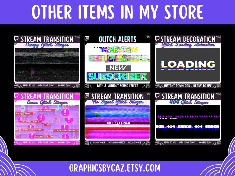 Animated Glitch Twitch Screens Looping Glitchy Scenes for - Etsy