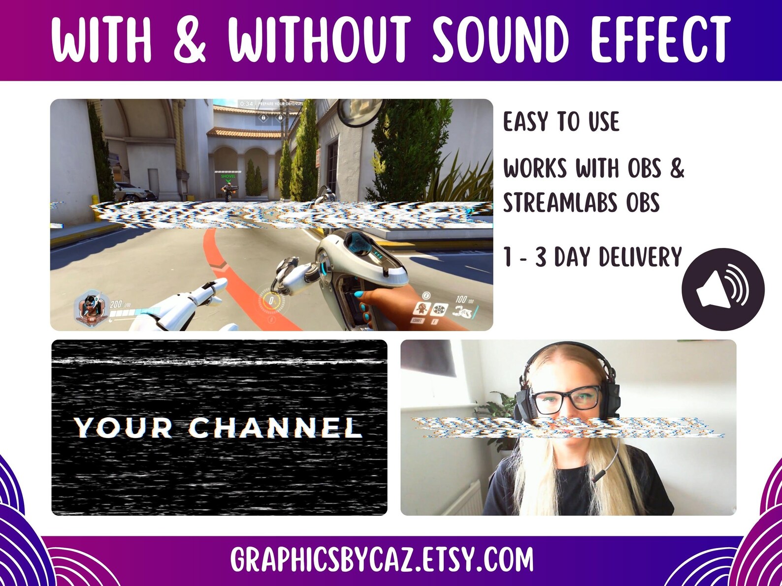 Glitch VHS Custom Twitch Stinger Transition Personalised Stream ...