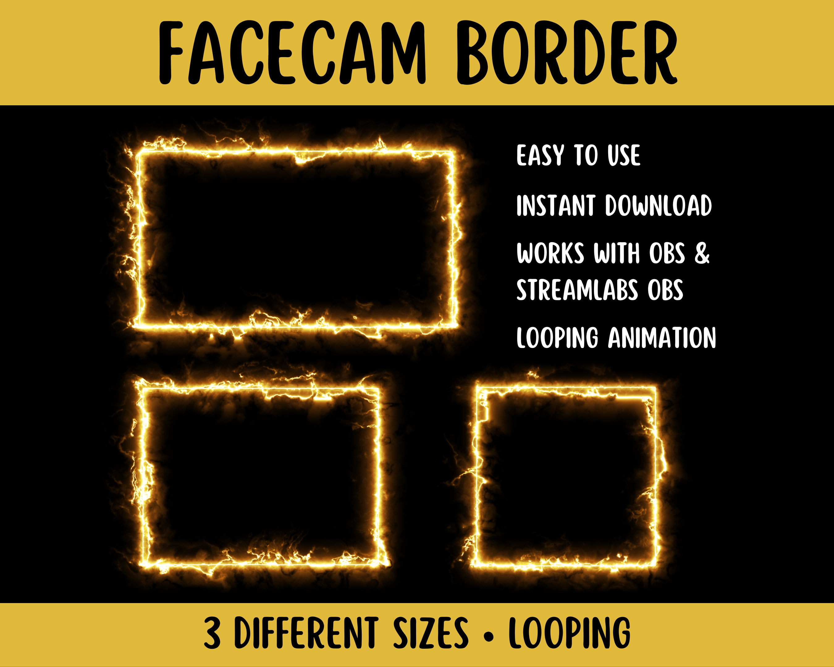 Electric Overlay Animated Webcam Border | Lightning Animated Facecam ...