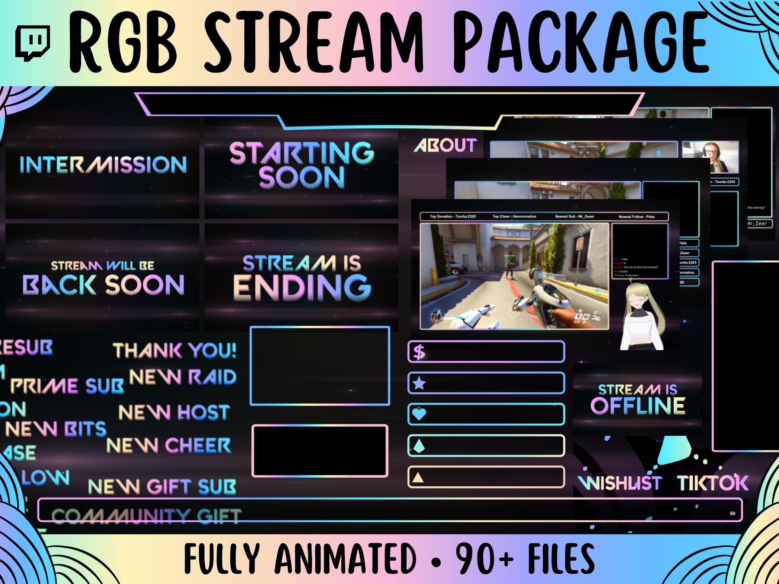 Fully Animated Twitch Pack Rainbow Stream Overlay Package - Etsy