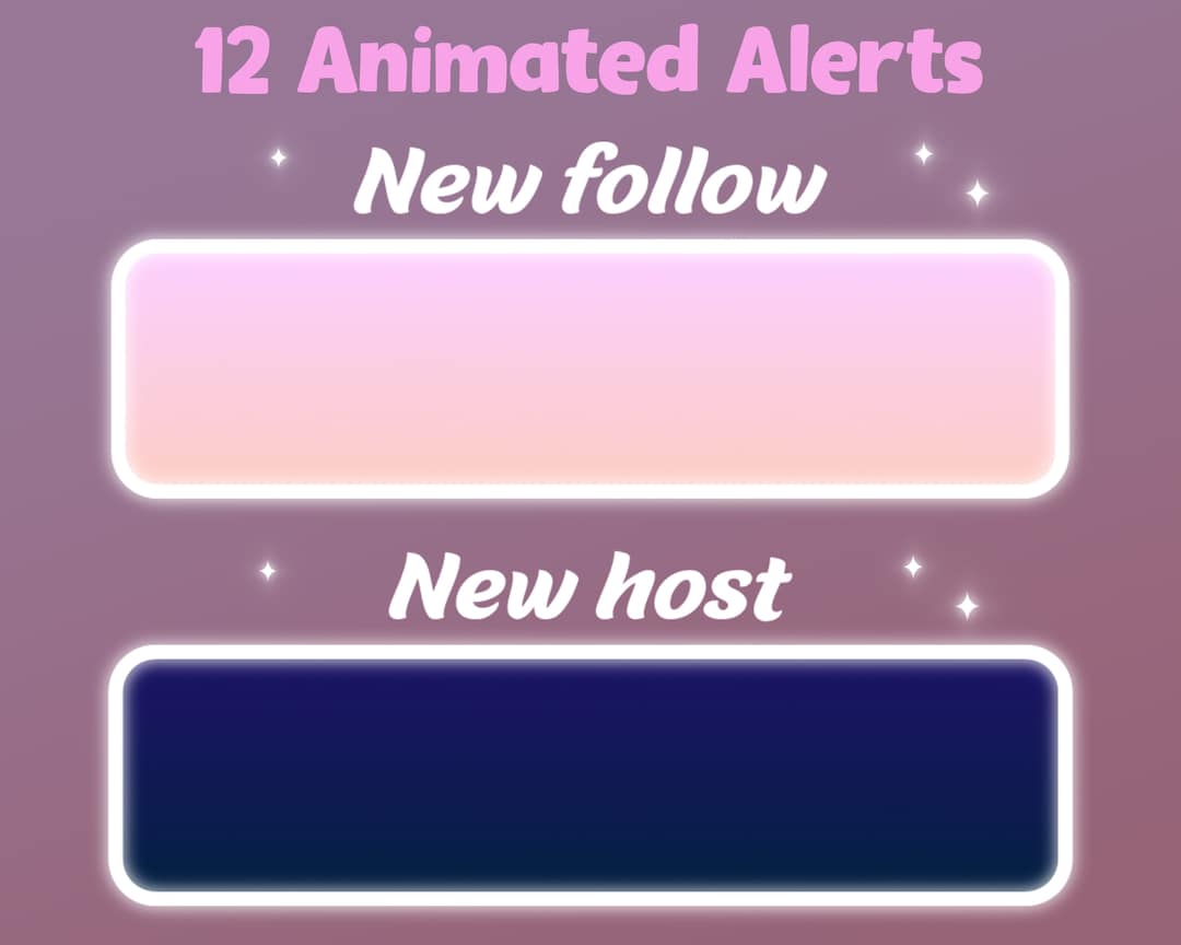 Alerts animated Pink Cute Kawaii Sparkly Stream Alerts for Twitch - Etsy