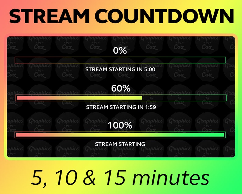 Stream Countdown Timer Red Yellow Green Gradient Twitch - Etsy