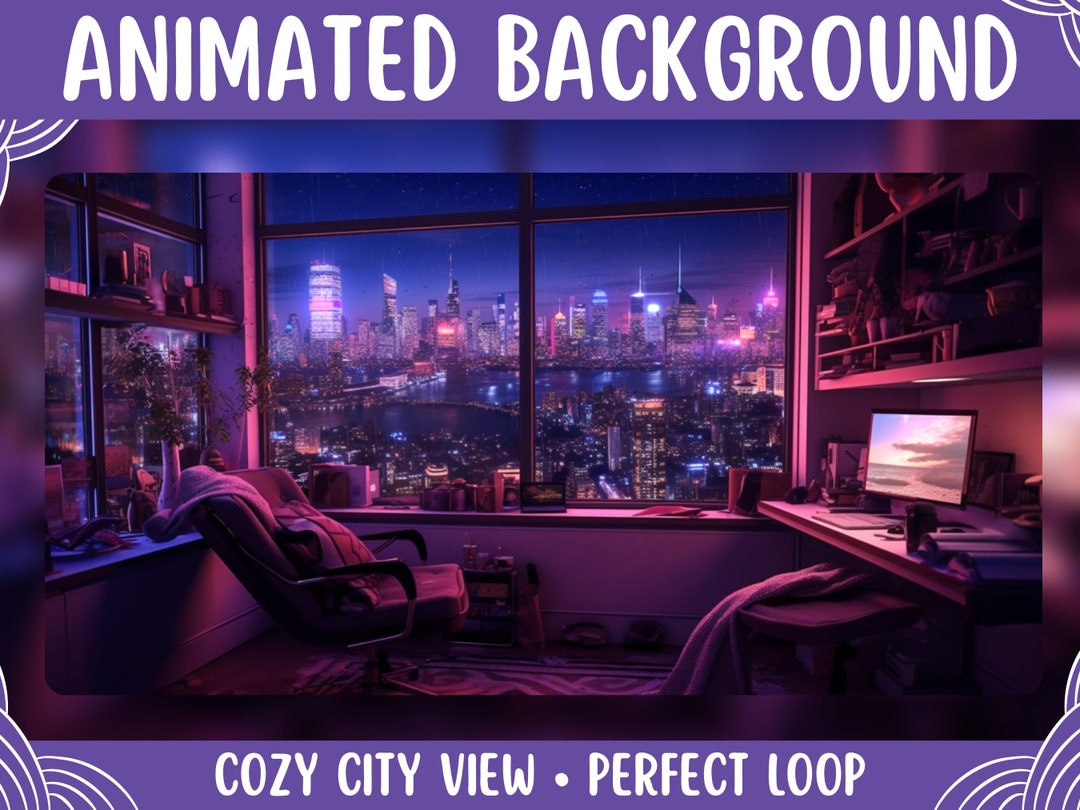 Vtuber Animated Background for Twitch Ambience Cozy Lofi Bedroom Zoom ...