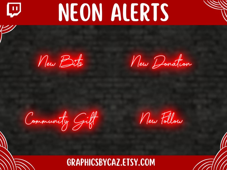 Animated Neon Sign Alerts for Twitch & Streamers LED Red Fluorescent ...