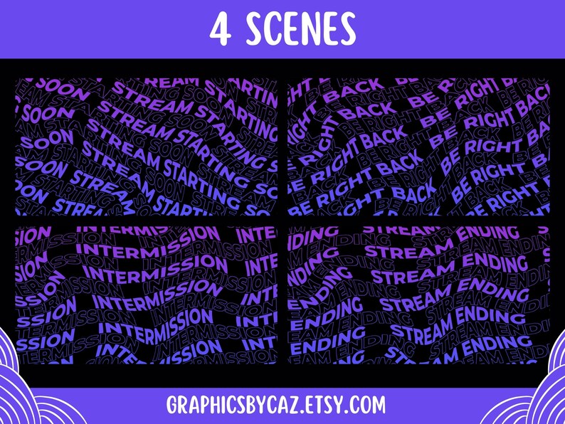 Purple Animated Twitch Screens Looping Scenes for Streamers - Etsy