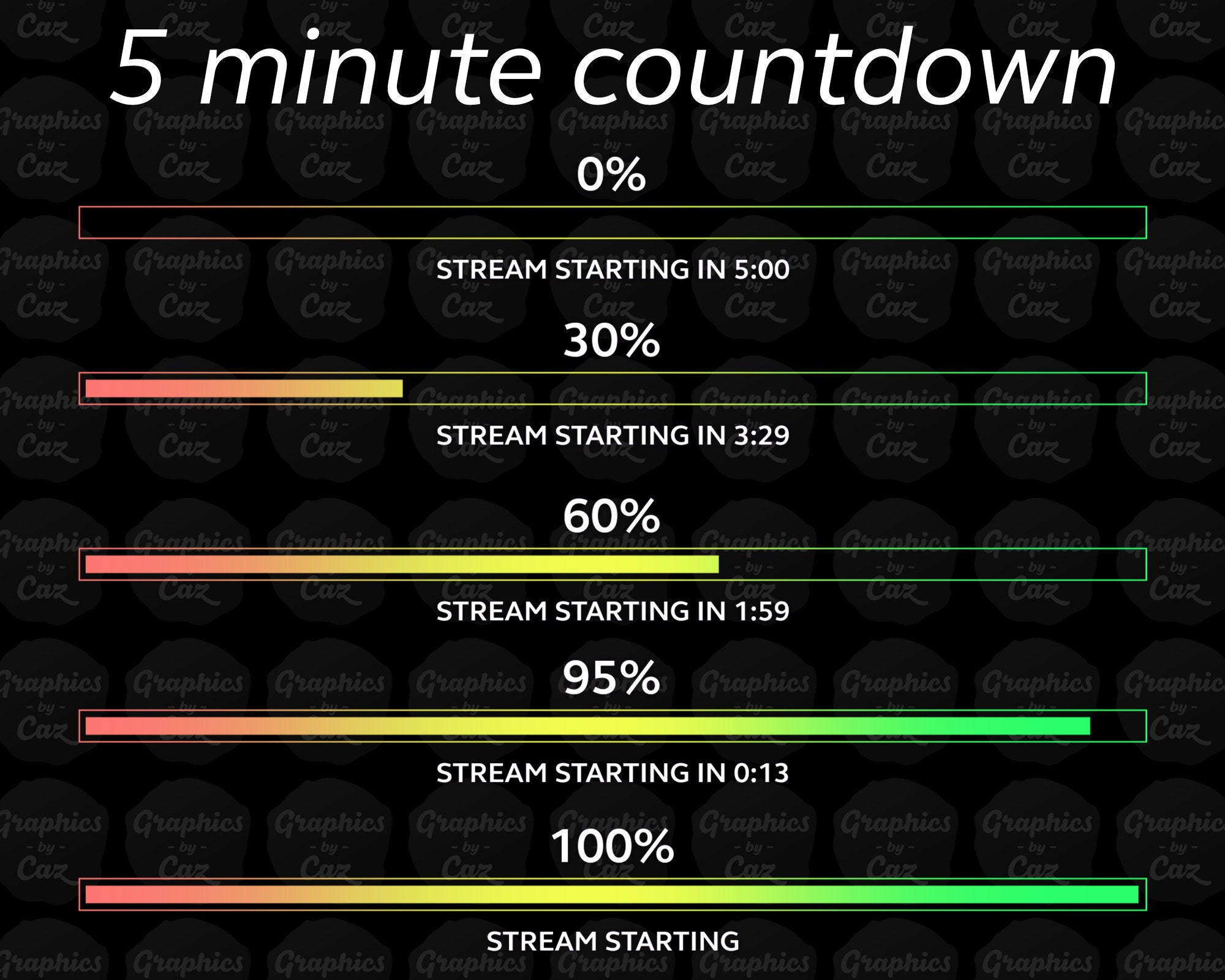 Stream Countdown Timer Red Yellow Green Gradient Twitch - Etsy