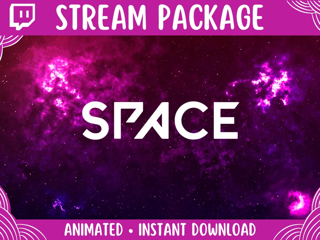 Animated Twitch Pack | Pink Cosmic Stream Overlay Package | Sci Fi ...