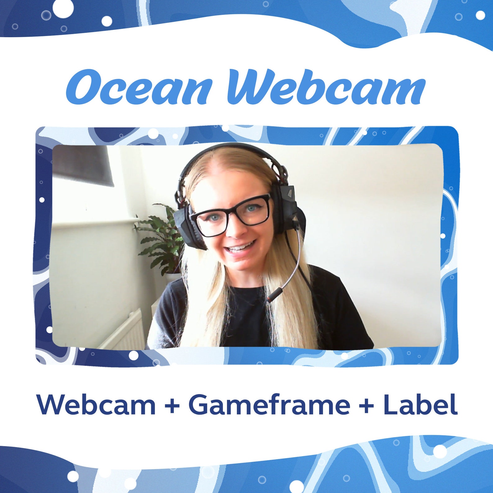 Ocean Waves Webcam Overlay Borders - Facecam, Gameframe & Stream Label ...