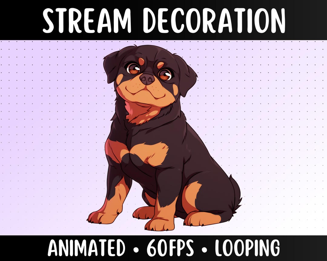 Animated Rottweiler | Cute Dog Stream Decoration | Streamer Pet - Etsy