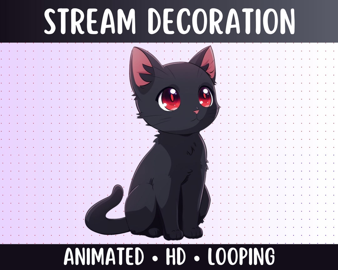Animated Black Cat | Red Eyes Kitten Stream Decoration | Streamer Pet ...