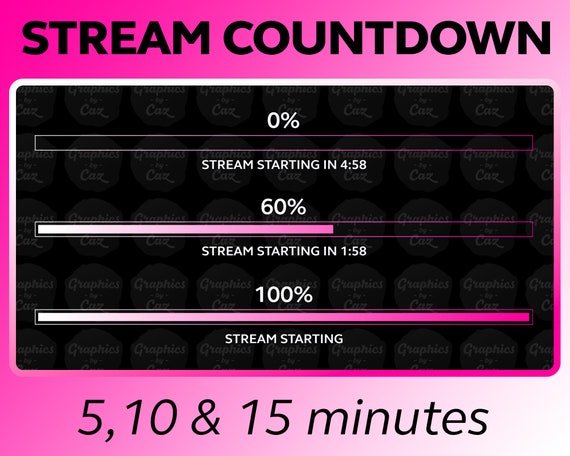 Stream Countdown White & Pink Gradient Twitch Streamer - Etsy