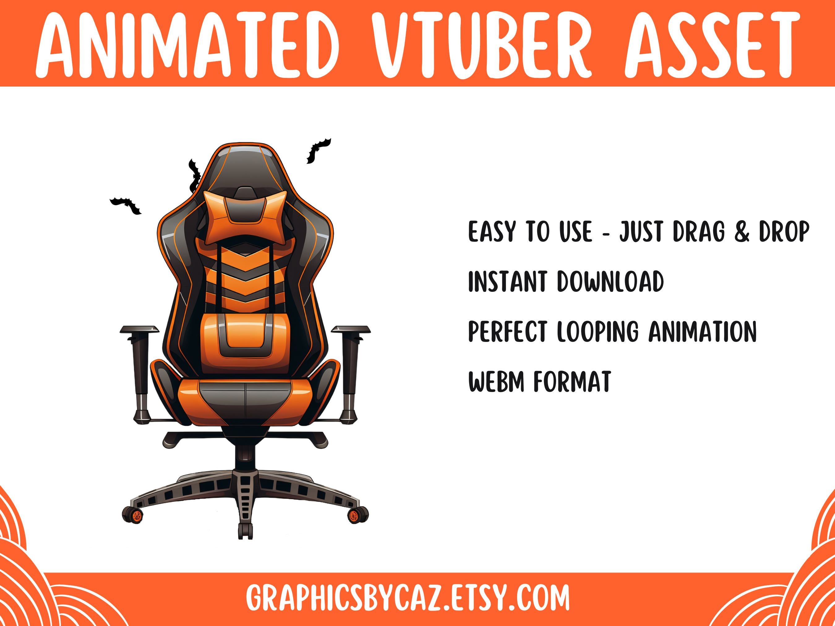 Animated Halloween Gaming Chair Vtuber Asset Gamer Stream - Etsy