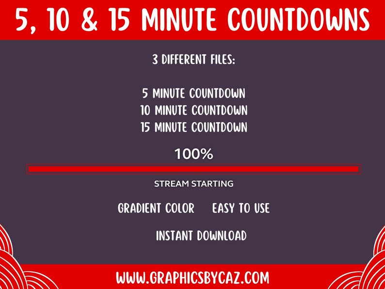 Stream Countdown Timer Red Twitch Streamer Starting - Etsy