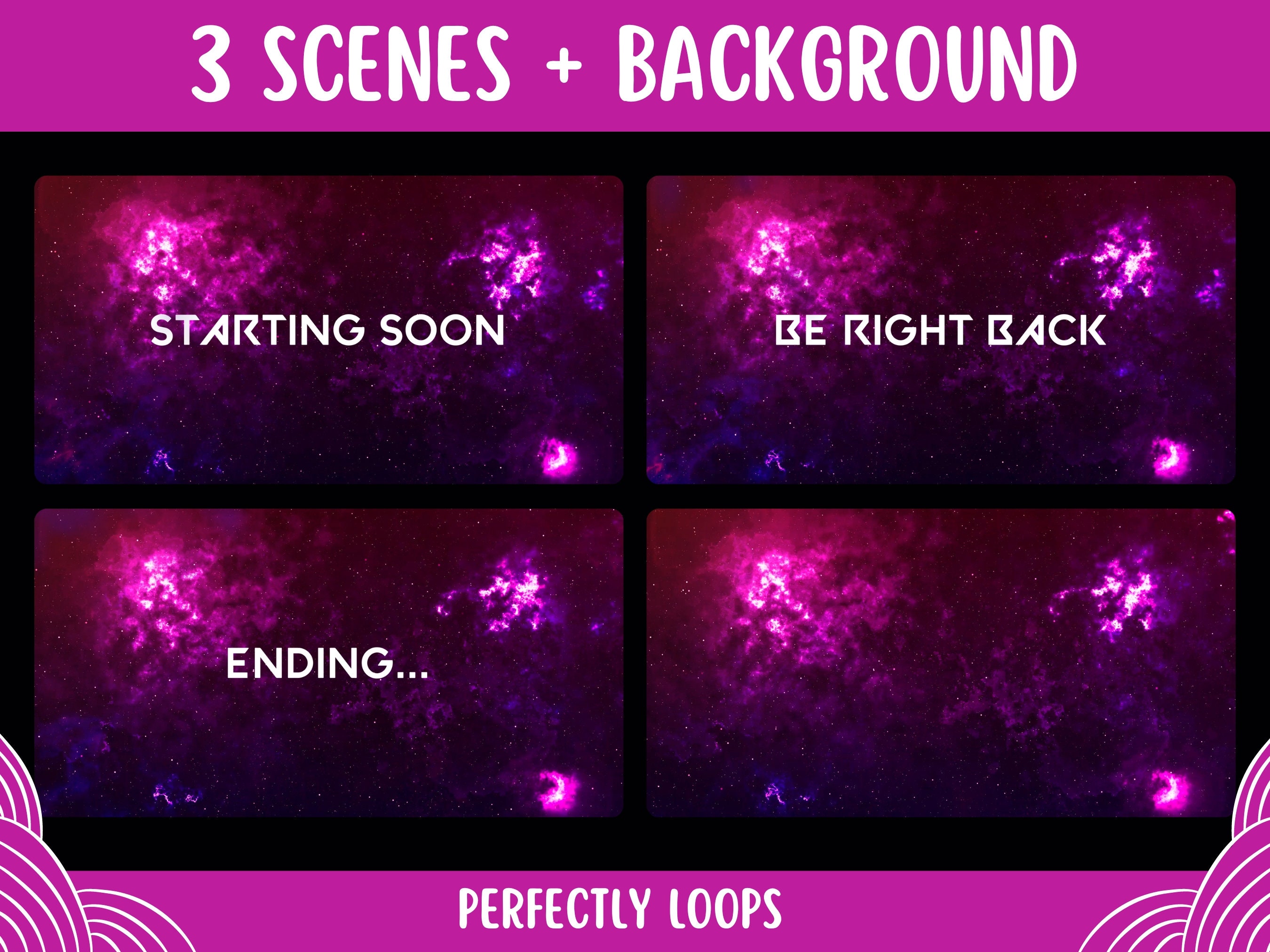 Animated Twitch Pack Pink Cosmic Stream Overlay Package - Etsy