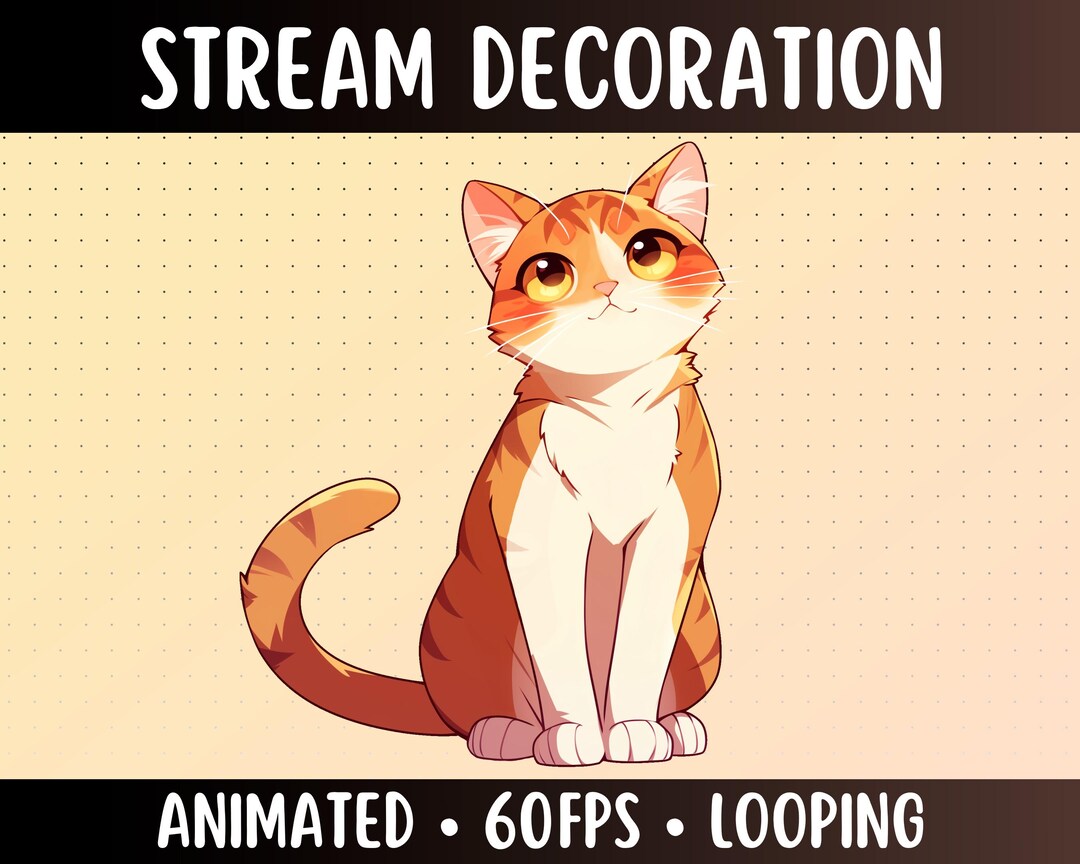 Animated Orange Cat Stream Decoration | Ginger Kitty Vtuber Asset - Etsy