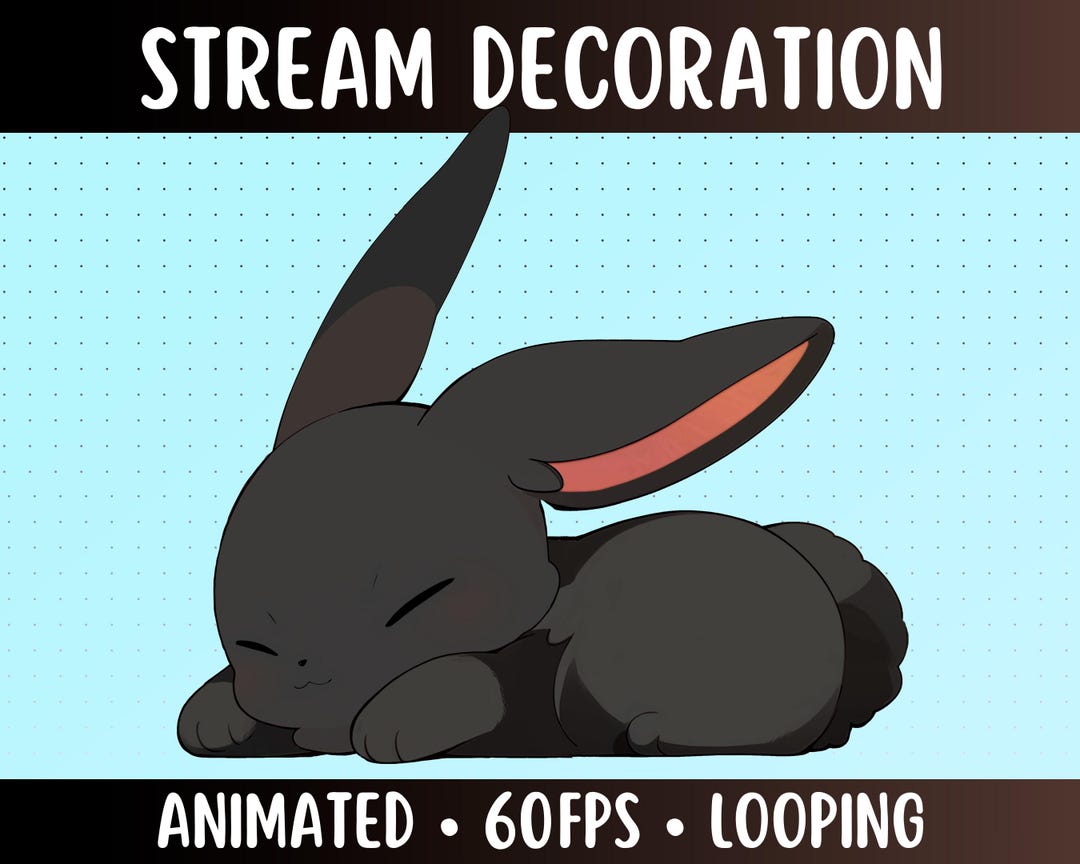 Animated Sleeping Bunny | Sleepy Black Rabbit Stream Decoration ...