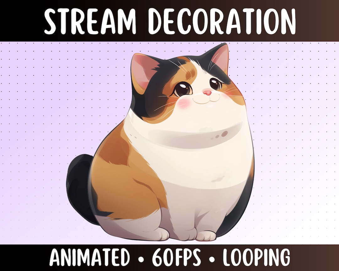 Animated Fat Cat | Chubby Calico Cat Stream Decoration | Streamer Pet ...