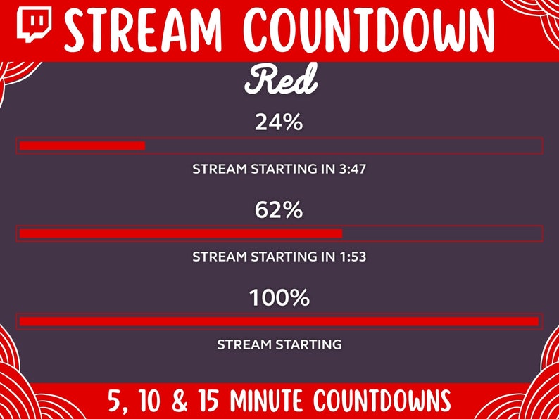Stream Countdown Timer Red Twitch Streamer Starting Countdown (Download ...